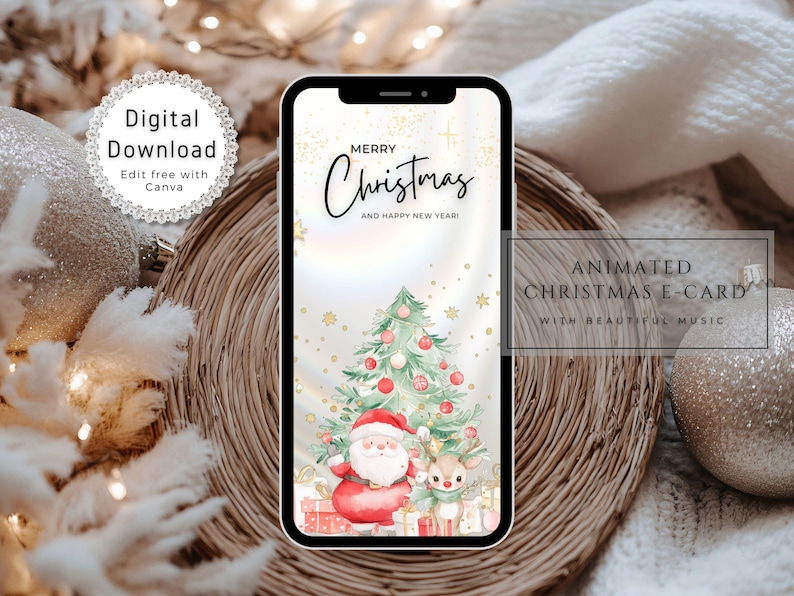 Digital Christmas Greeting Card With Music, Animated Christmas E-card ...