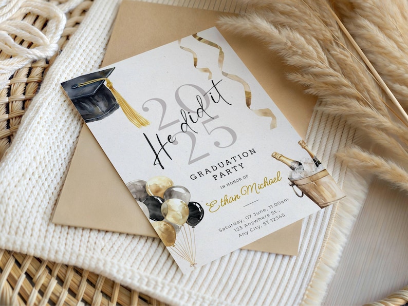 Editable Graduation Party Invitation Class of 2025, Printable Grad ...