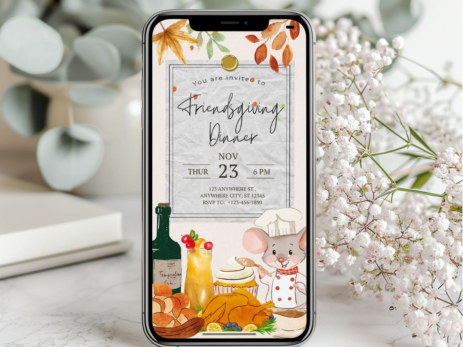 Editable Friendsgiving Invitation Template, Digital Friendsgiving ...