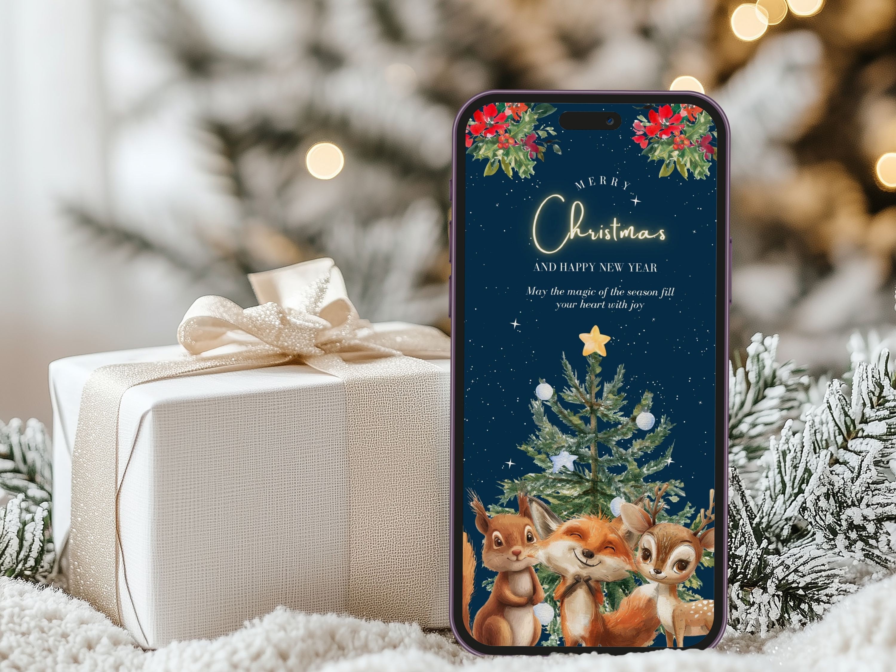 Digital Christmas Greeting Card With Music, Animated Christmas E-card ...