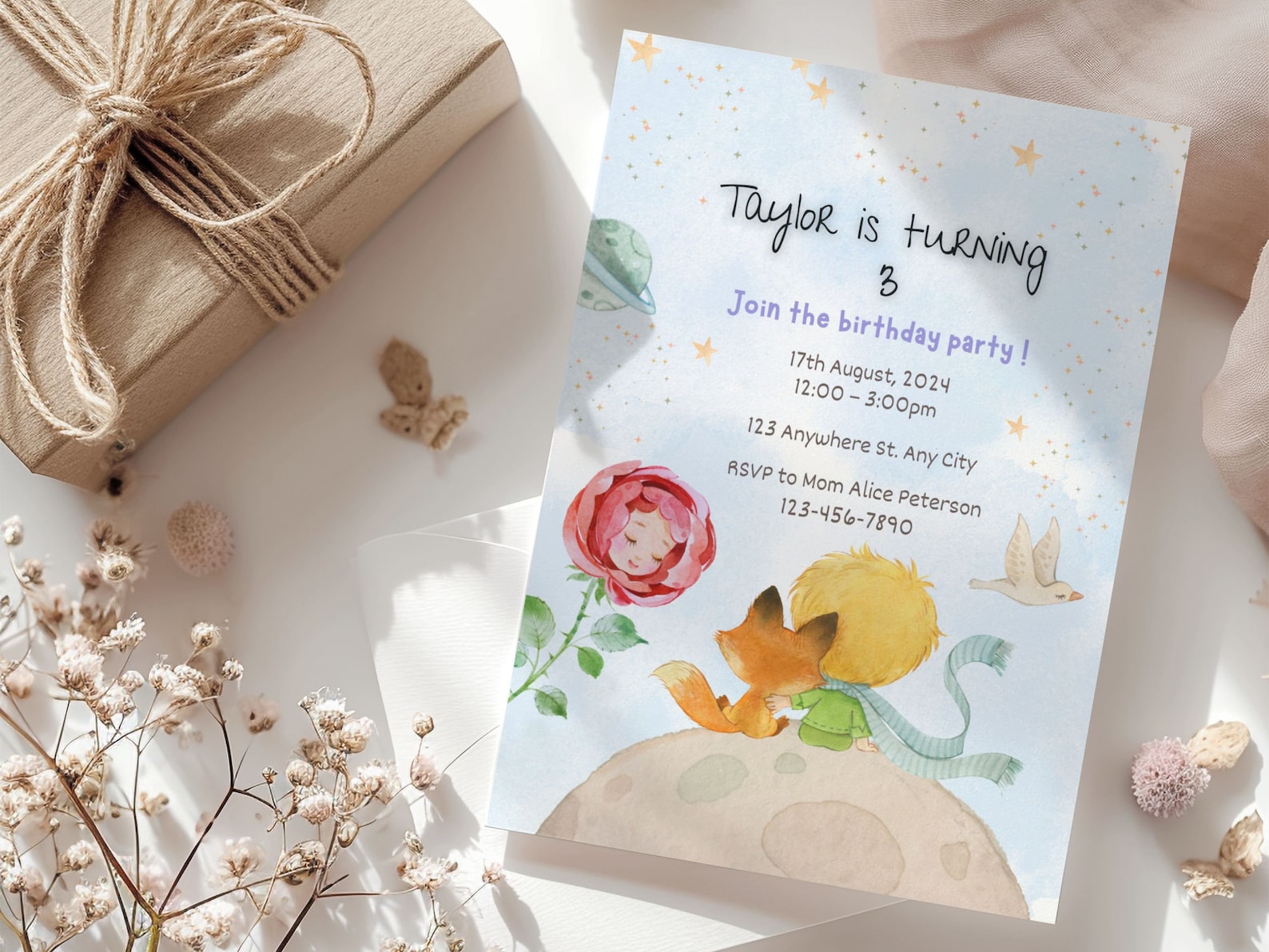 The Little Prince Invitation, Little Prince Printable Birthday Invite ...