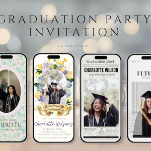 Editable Black Bow Graduation Party Invitation, Graduation Announcement ...