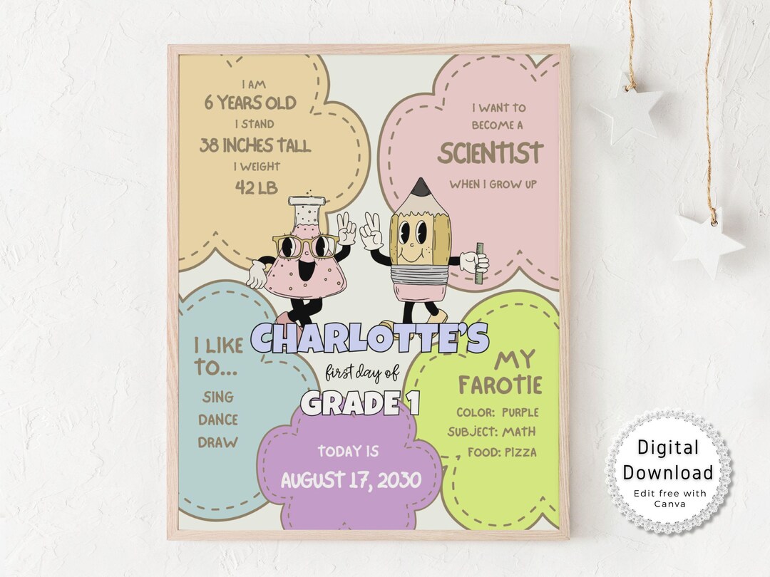 Editable First Day of School Sign, Back to School Sign Printable, 1st ...