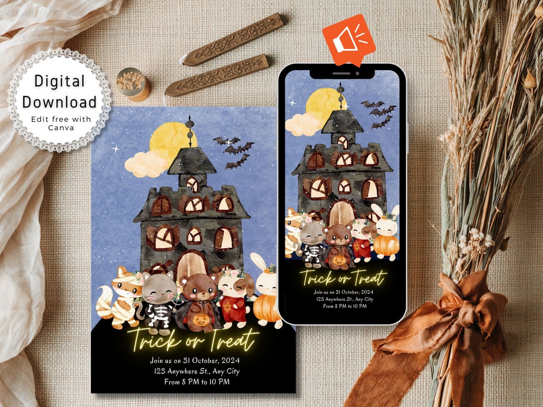 Animated Trick or Treat Invitation With Sound Effect, Printable ...