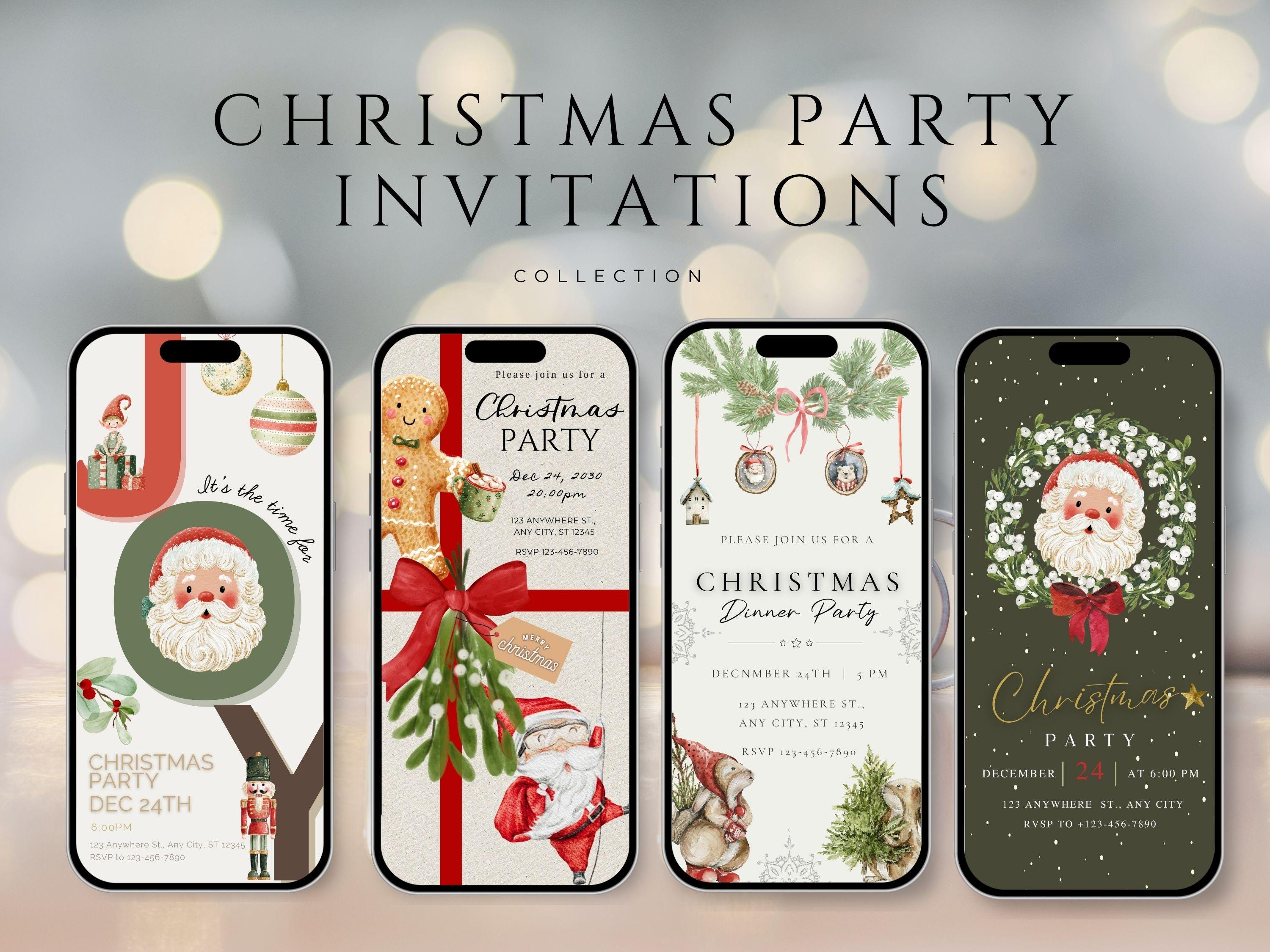 Christmas Party Invitation Printable Template, Digital Christmas ...