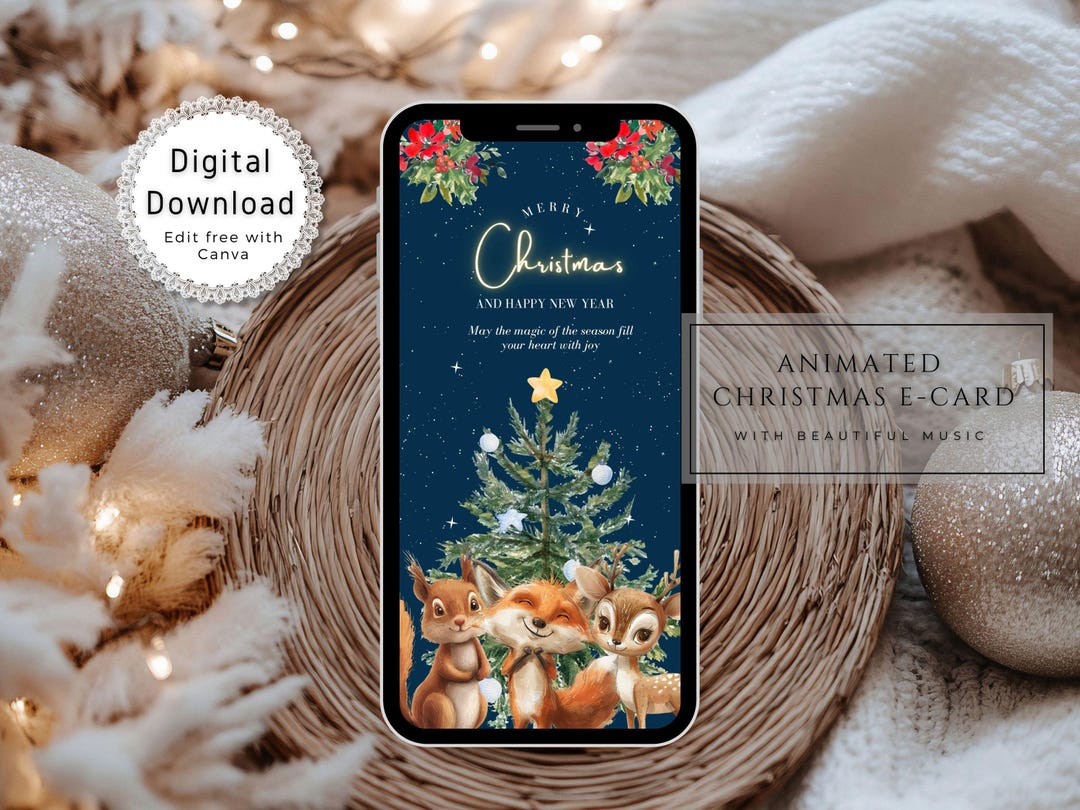 Digital Christmas Greeting Card With Music, Animated Christmas E-card ...