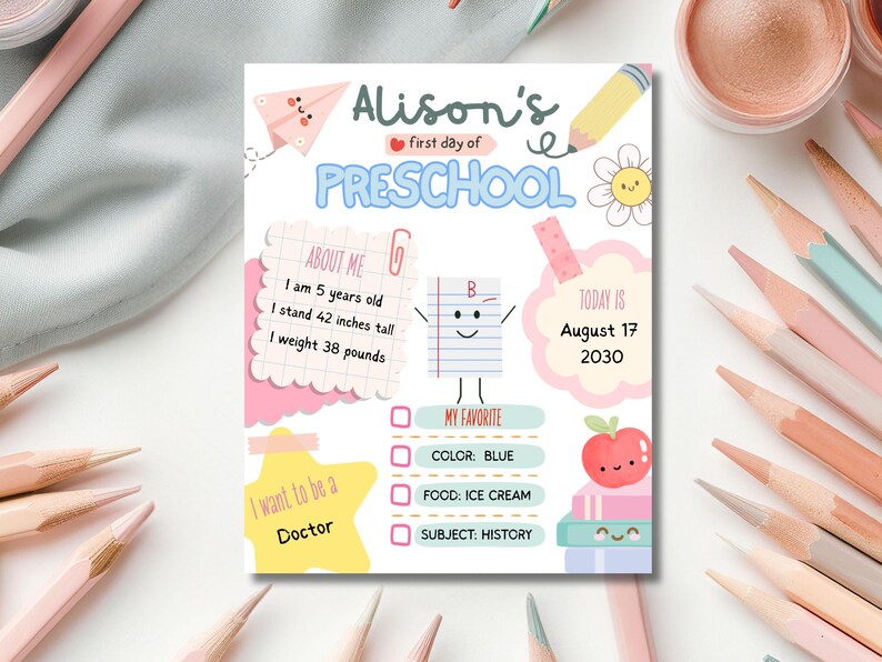 Editable First Day of School Sign Template, Printable Canva Back to ...