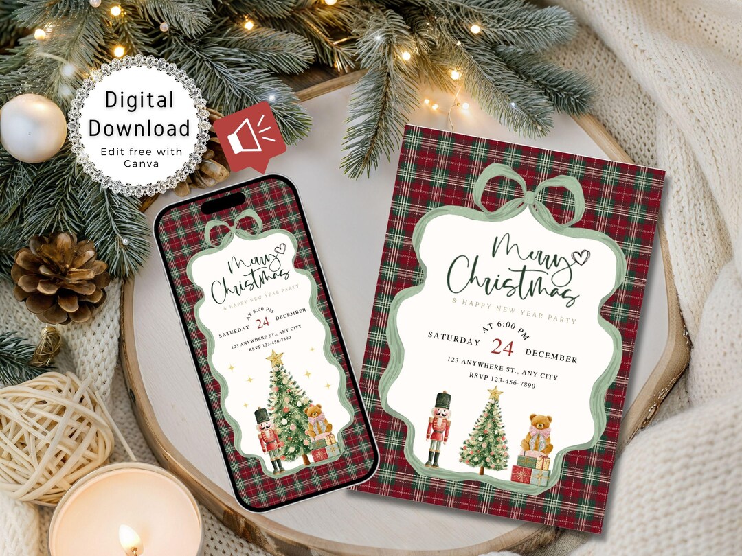 Christmas Party Invitation Printable Template, Digital Christmas ...