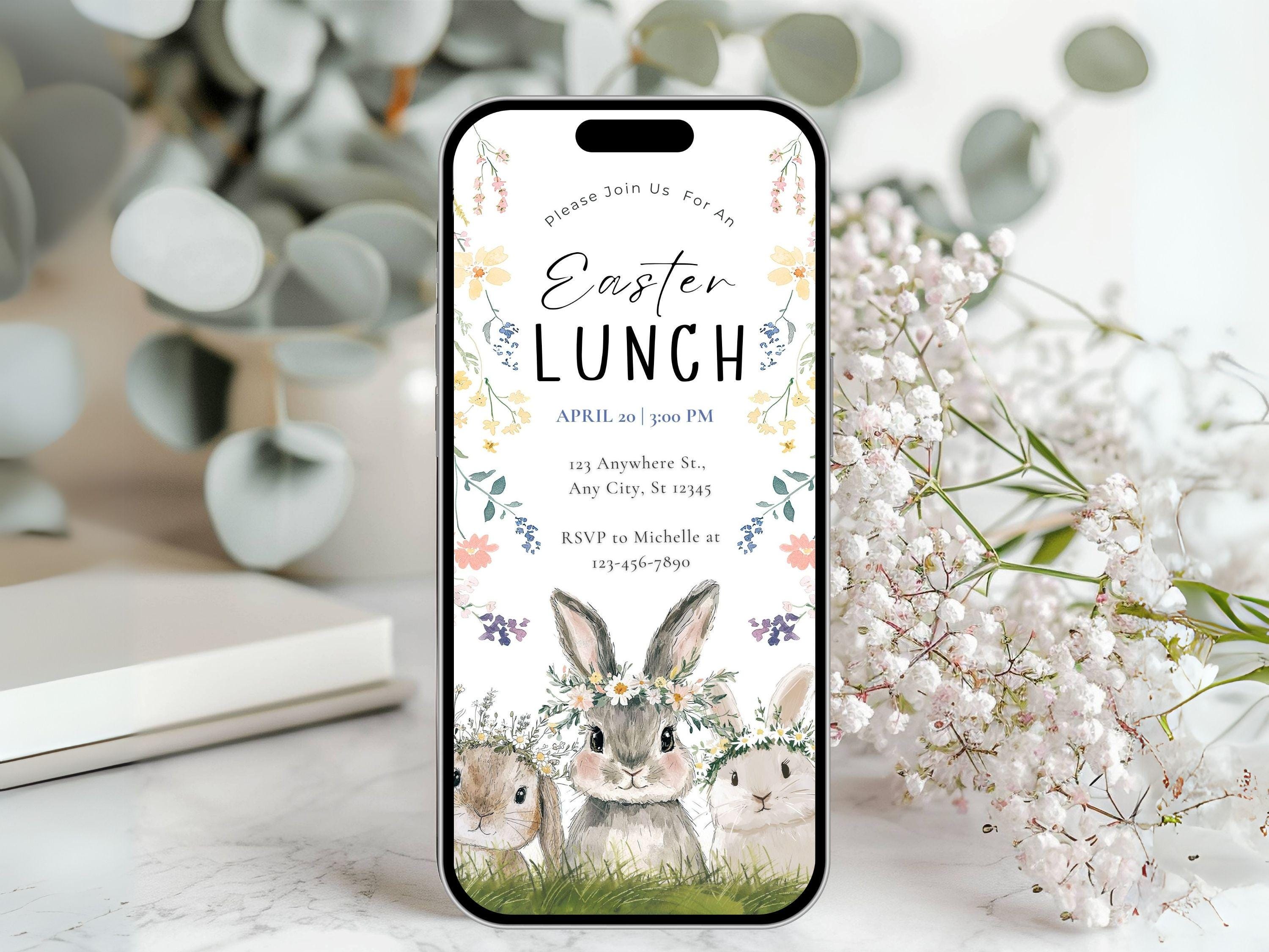 Easter Egg Hunt Invitation Printable, Easter Brunch Invitation Video ...