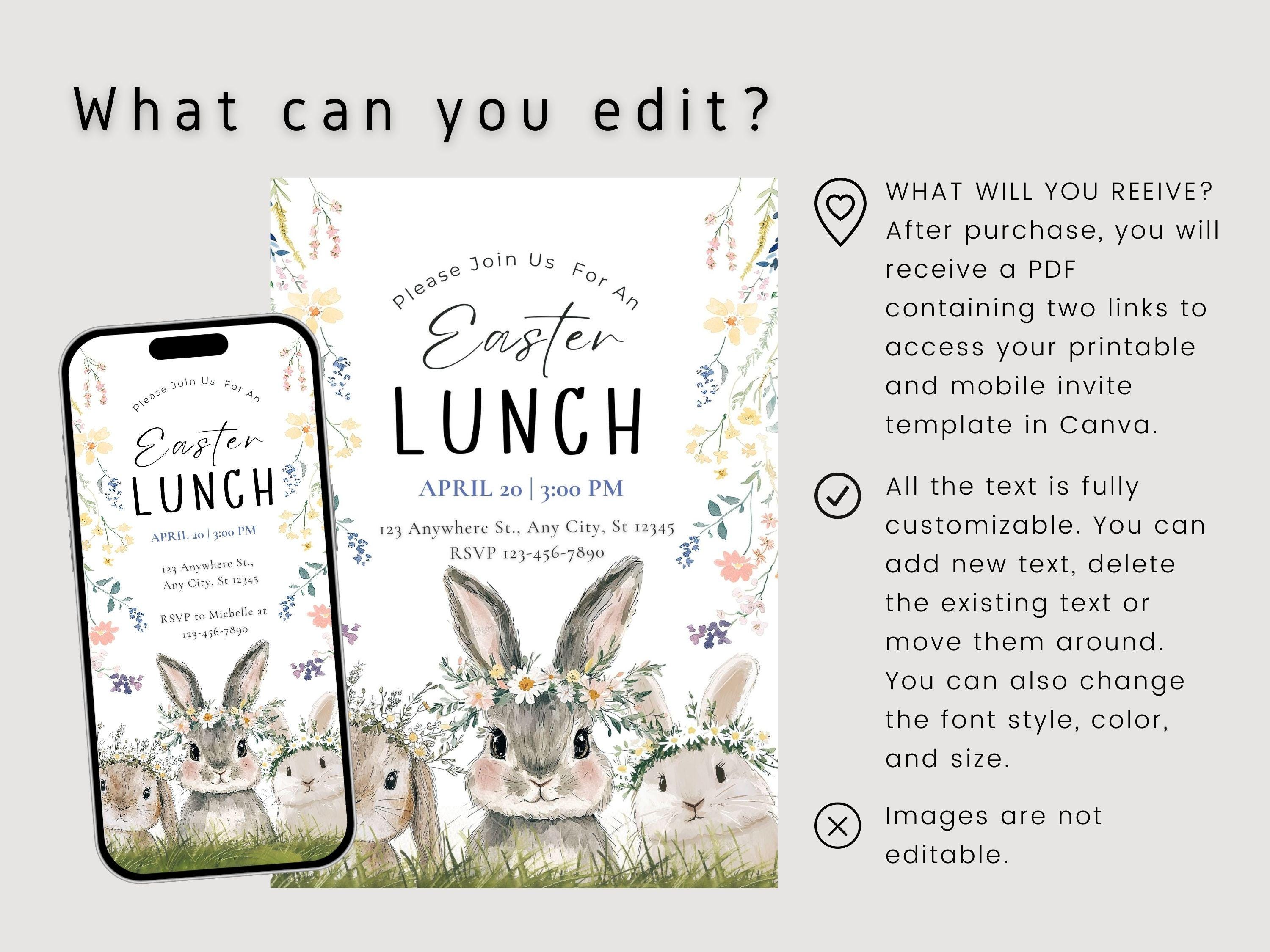 Easter Egg Hunt Invitation Printable, Easter Brunch Invitation Video ...