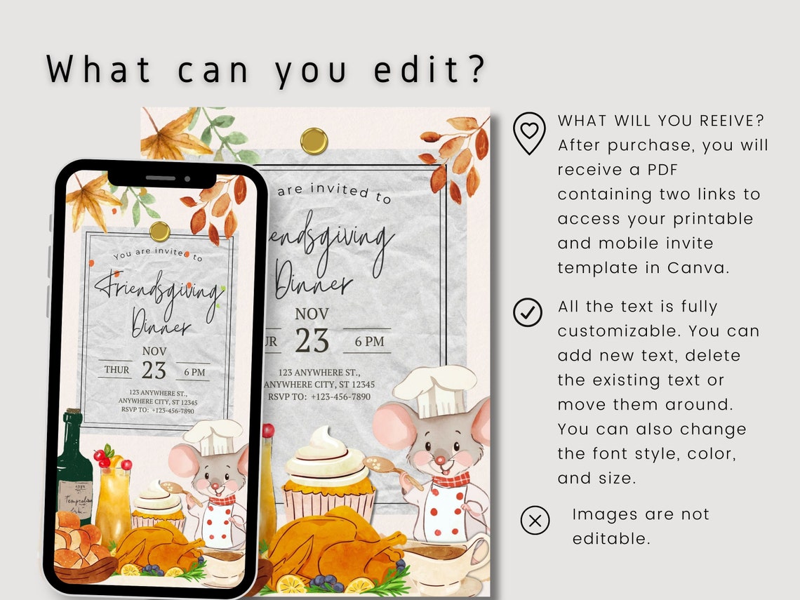 Editable Friendsgiving Invitation Template, Digital Friendsgiving ...