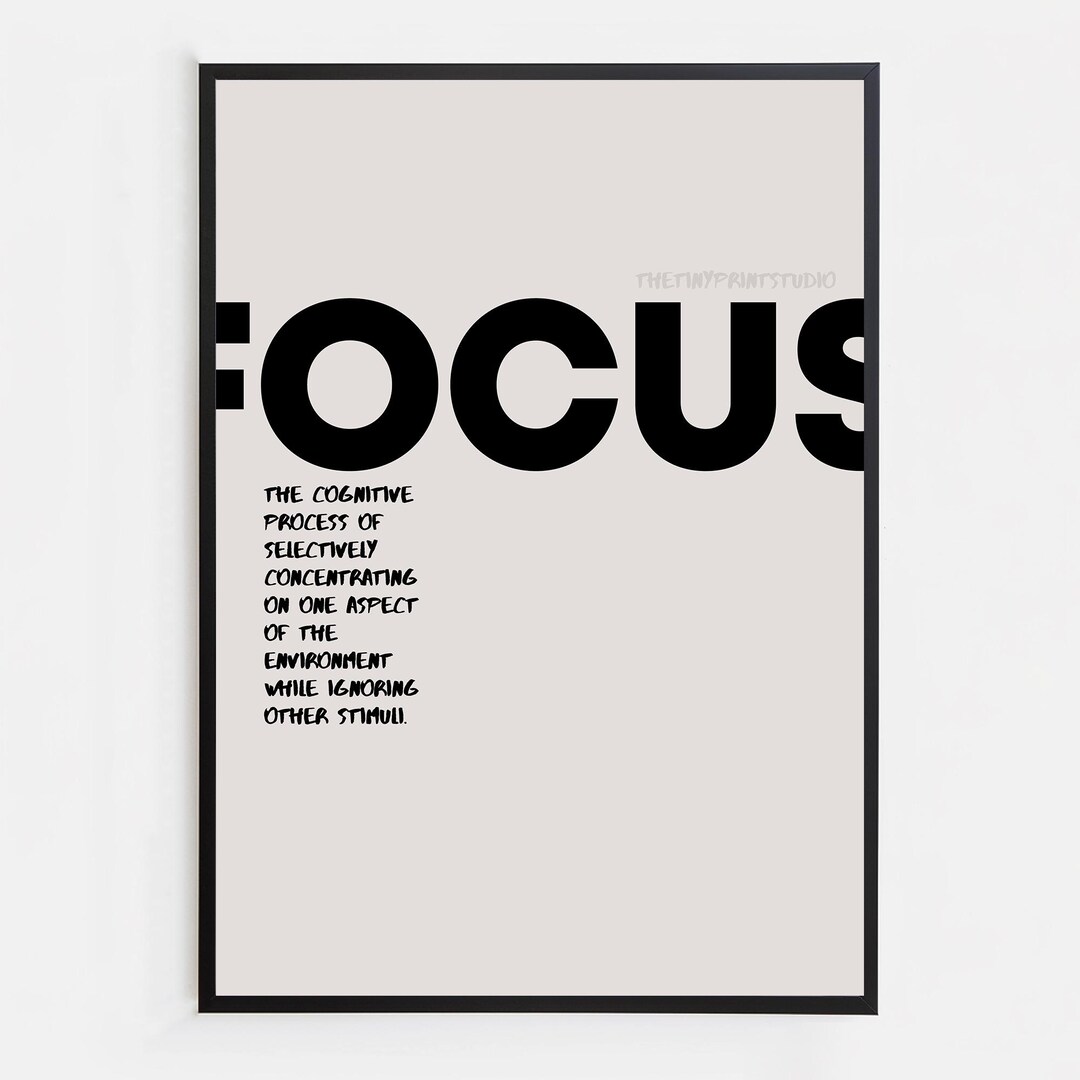Focus Motivational Wall Art - A3/A4 Minimalist Typography Print ...