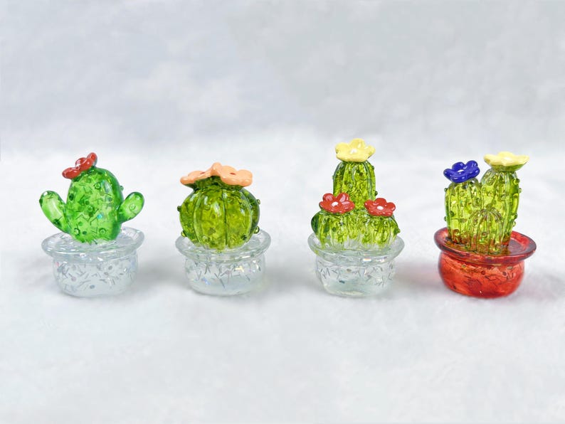 4 Piece Succulent Set, Mini Cactus Set, Resin Succulents, Cactus Lovers ...