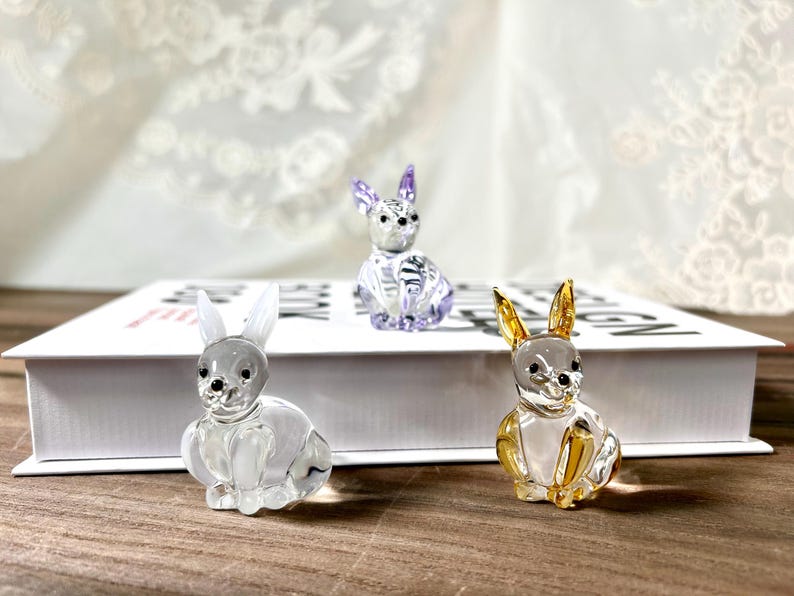 Glass Rabbit Statue, Cute Rabbit Sculpture, Glass Miniature Animals ...