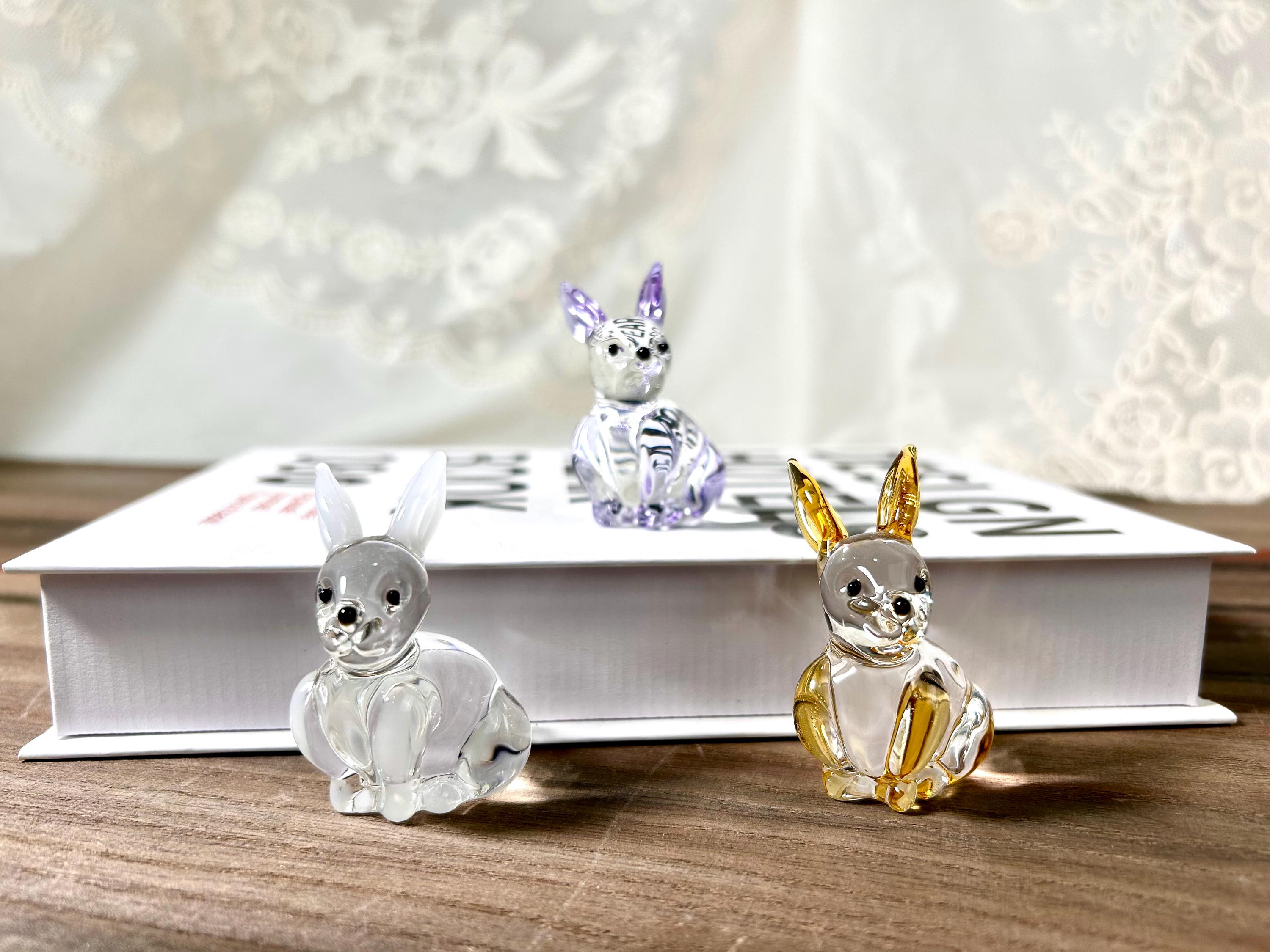 Glass Rabbit Statue, Cute Rabbit Sculpture, Glass Miniature Animals ...