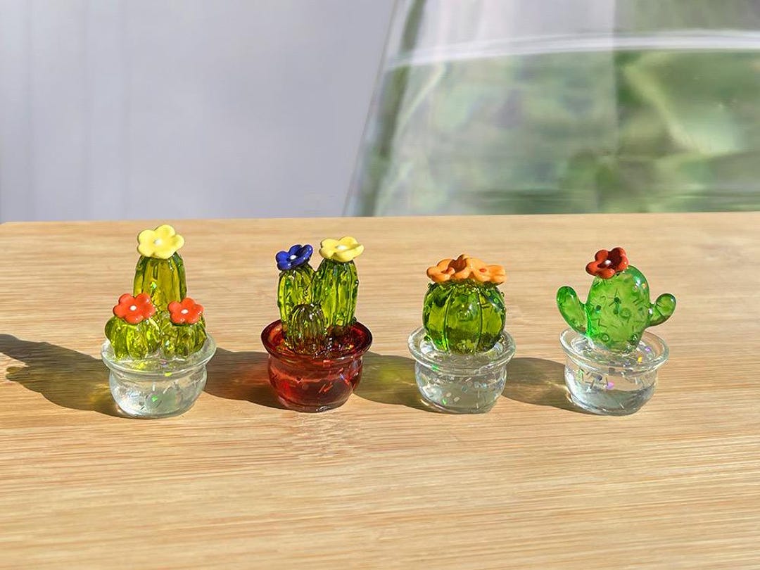 4 Piece Succulent Set, Mini Cactus Set, Resin Succulents, Cactus Lovers ...
