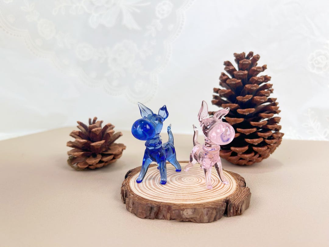 Kawaii Glass Dog Figurine, Mini Dog Miniature, Hand Blown Glass Cute ...