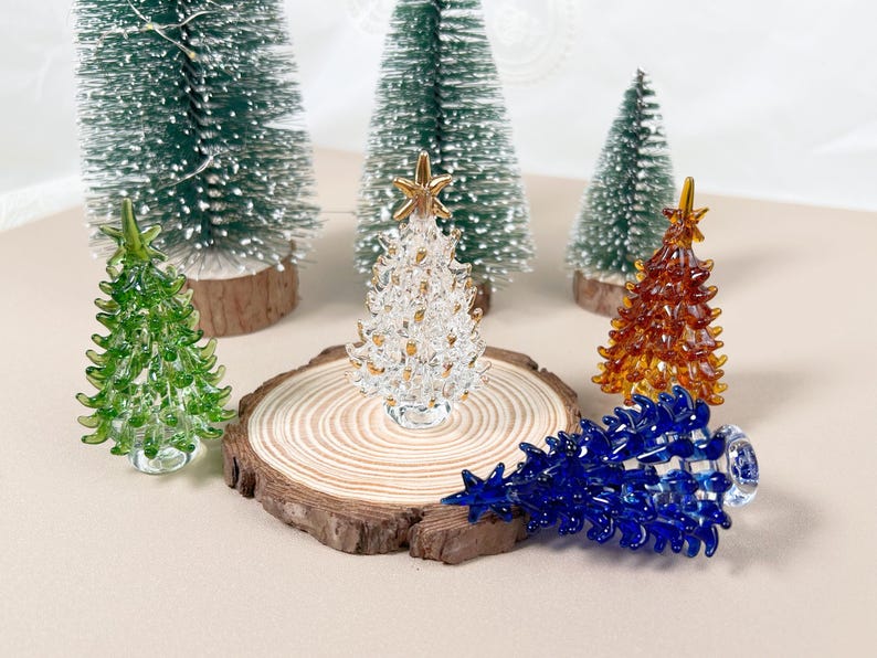 Handmade Stained Glass Figurines,glass Christmas Trees, Handmade Glass ...