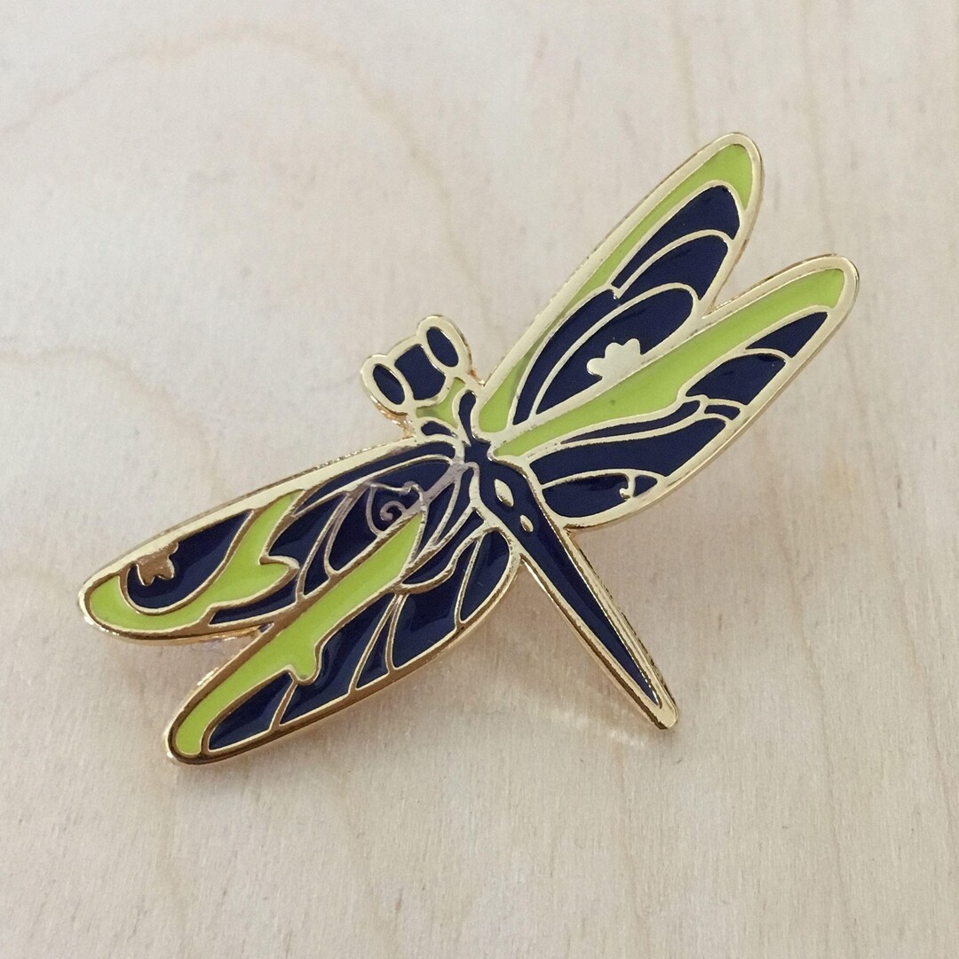 Floral Dragonfly Enamel Pin - Etsy