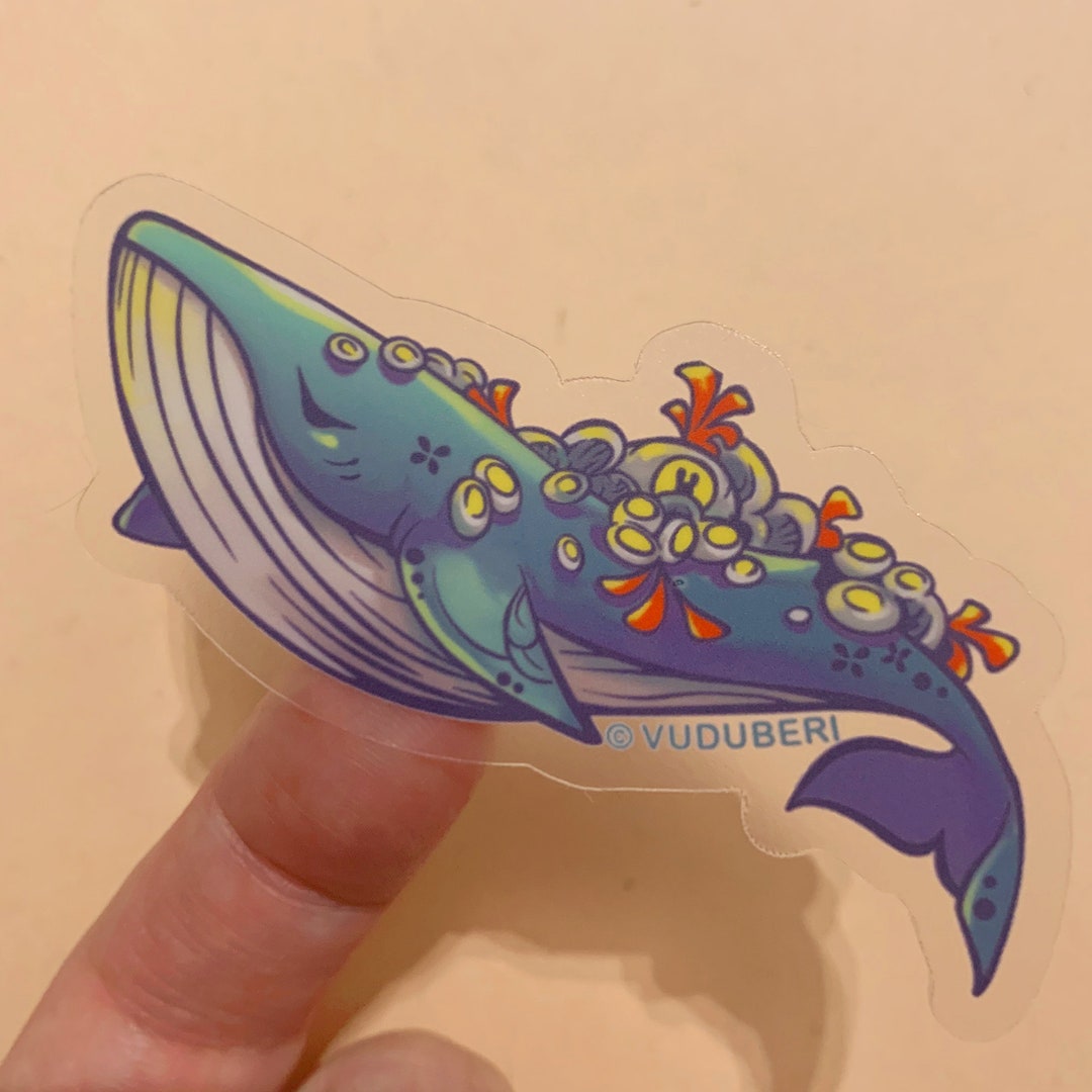 Barnacle Whale Transparent Vinyl Sticker - Etsy