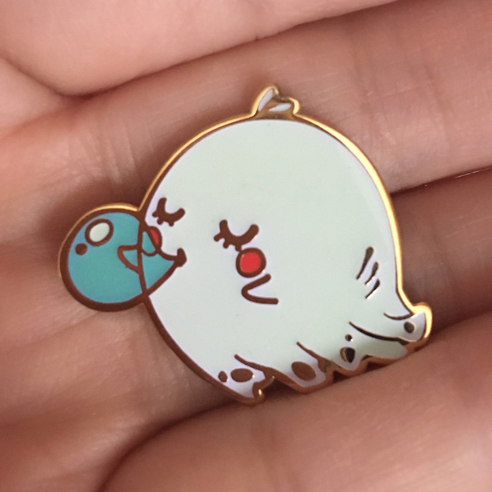 Glow in the Dark Blue Bubblegum Ghost Enamel Pin - Etsy