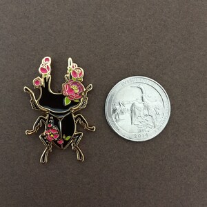 Flower Stag Beetle burgundy Enamel Pin - Etsy