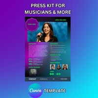 Electronic Press Kit Bundle | 1-page EPK for Musicians, Rappers, Singer ...