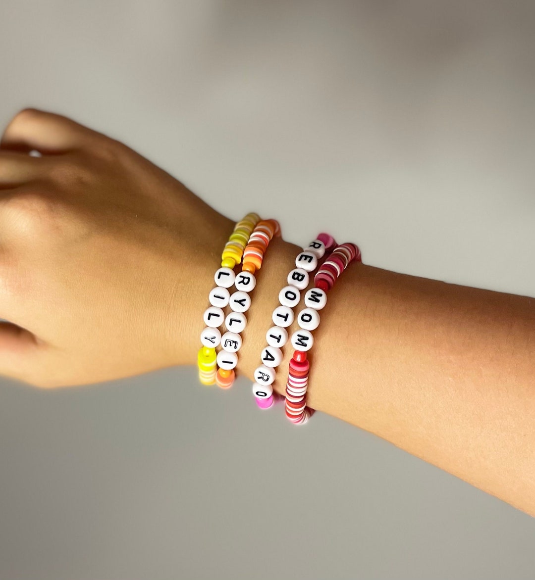 Personalized Clay Bead Bracelet - Custom Clay Bead Bracelet - Clay Bead ...