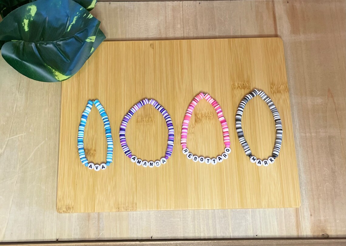 Personalized Clay Bead Bracelet - Custom Clay Bead Bracelet - Clay Bead ...