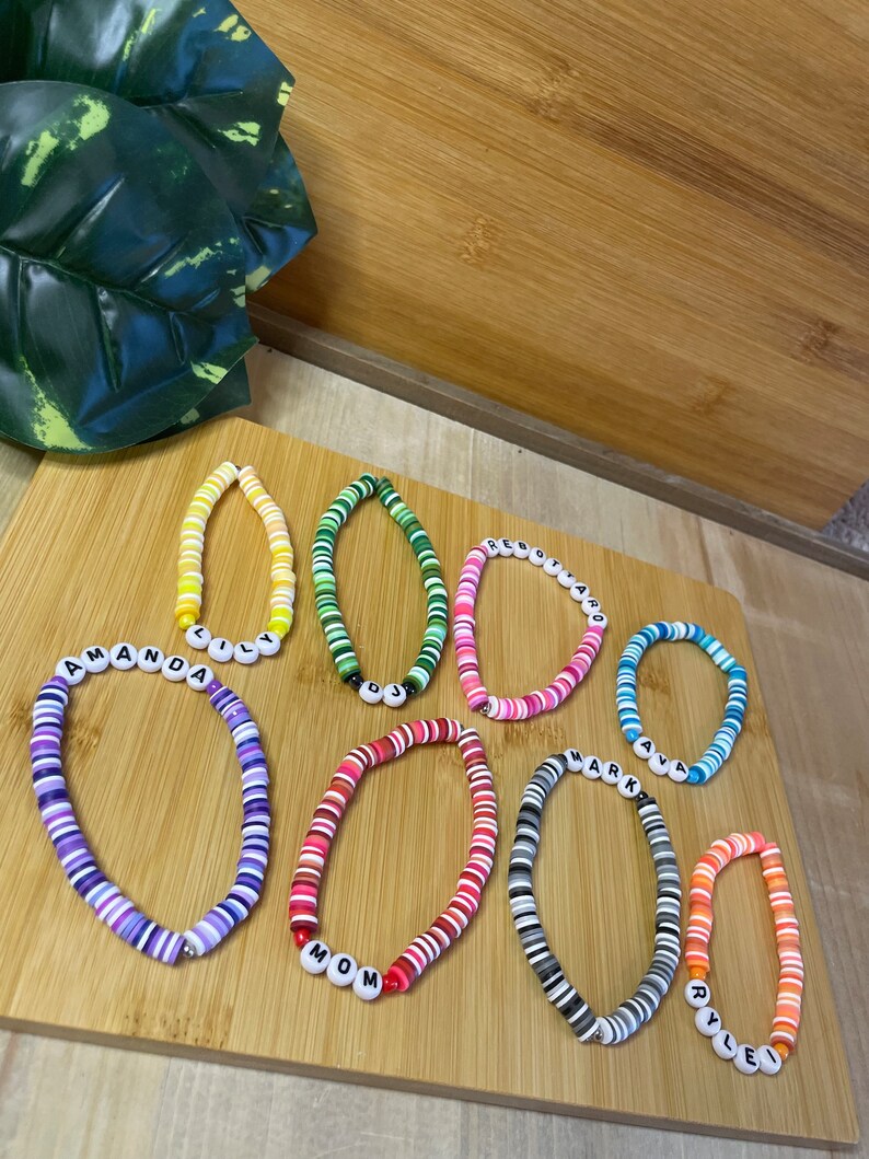 Personalized Clay Bead Bracelet - Custom Clay Bead Bracelet - Clay Bead ...