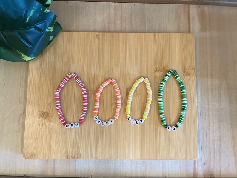 Personalized Clay Bead Bracelet - Custom Clay Bead Bracelet - Clay Bead ...