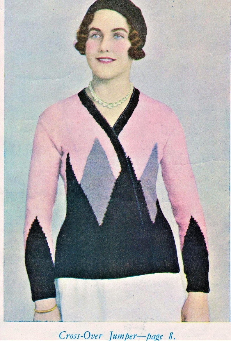 1920s Vintage Knitting Pattern, Cross Over Jumper (PDF Download) - Etsy