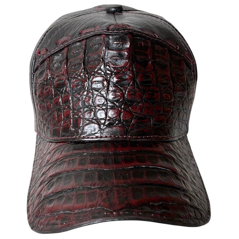 Black Cherry Caiman Crocodile Alligator Belly Cap Real Adjustable ...