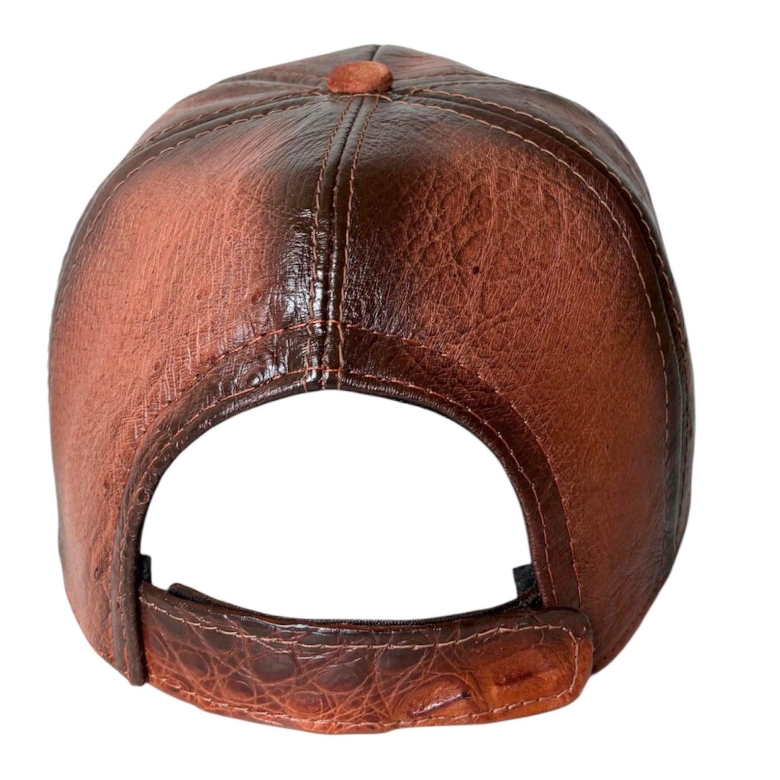 Cognac Caiman Crocodile Alligator Belly Cap Genuine Adjustable Closure ...
