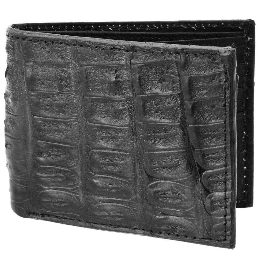 Black Crocodile Alligator Wallet Bi-fold Card Slots ID Slot Bill ...