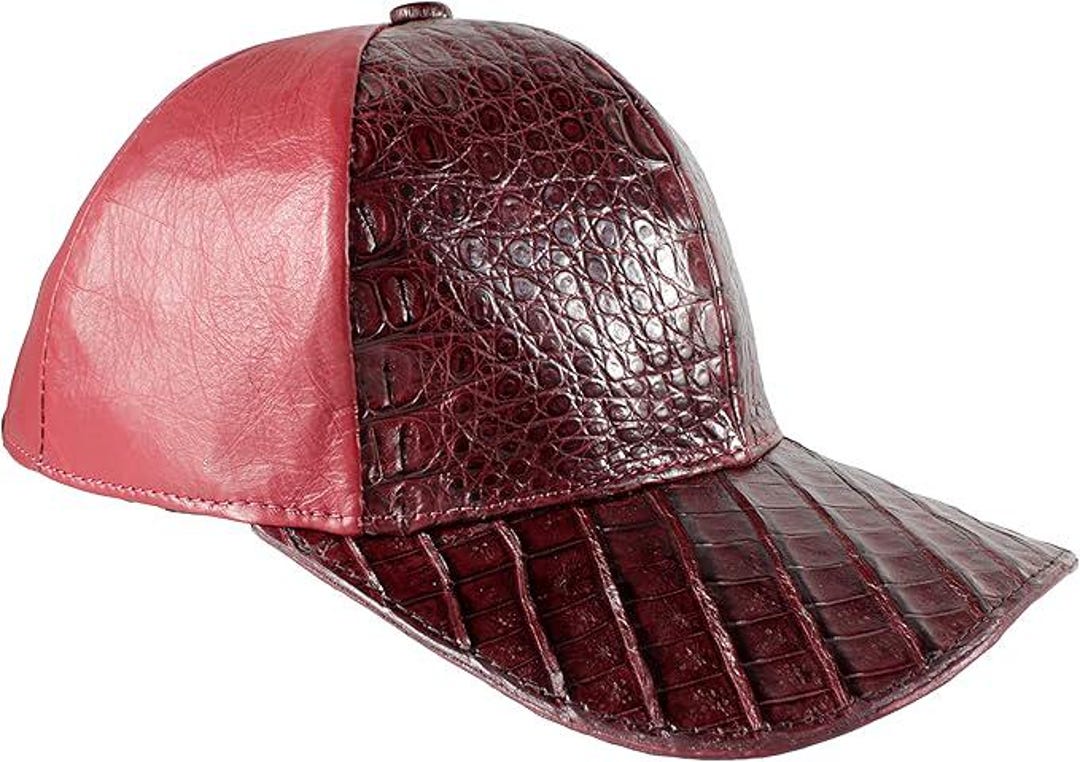 Burgundy Caiman Crocodile Alligator Belly Cap Real Adjustable Closure ...