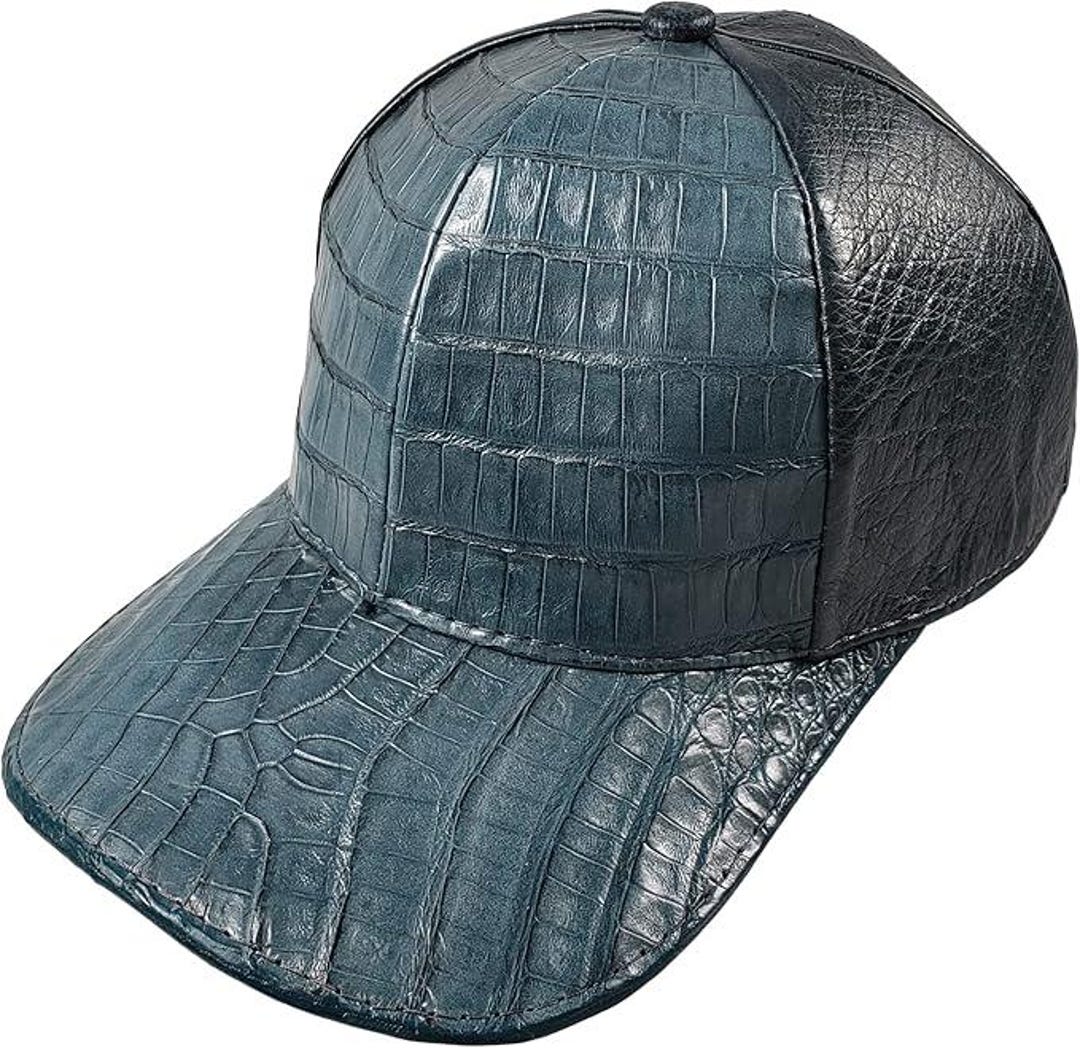 Blue Jean Caiman Crocodile Alligator Belly Cap Real Adjustable Closure ...