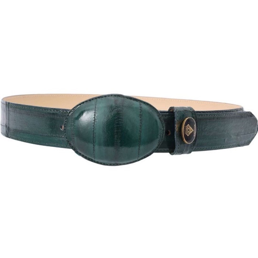 Green Eel Skin Belt With Leather Lining Handmade Genuine Exotic Skin 1 ...