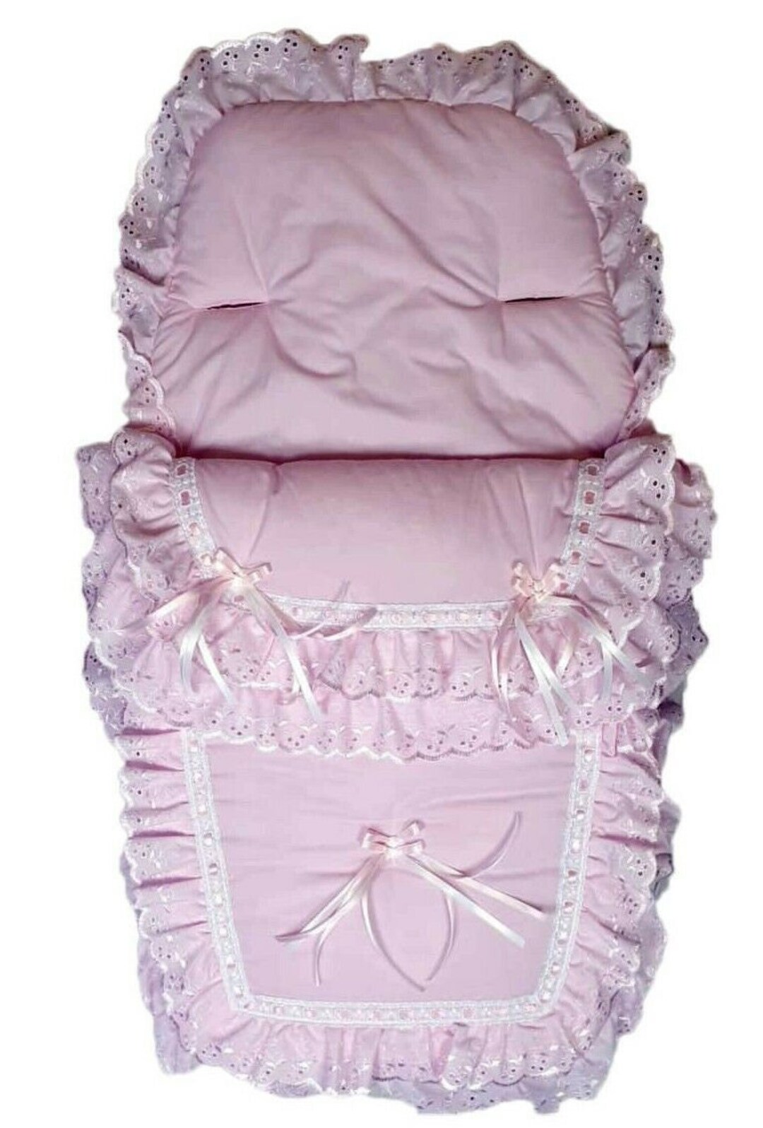 Pink Broderie Anglaise Footmuff: Ultra-comfortable Polar Fleece for ...