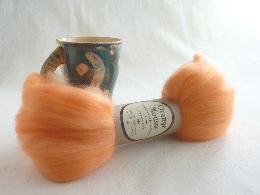 Needle Felting Wool orange Mousse Soft Pastel Orange Merino - Etsy