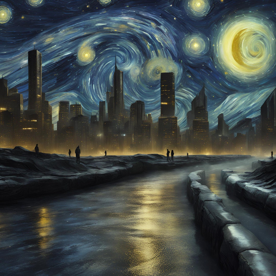 The Starry Future Digital Art Sci-fi Version of the Starry Night by ...