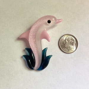 Handmade Glass Pink Dolphin Splash Pendant Necklace Ocean Life Sea Life ...