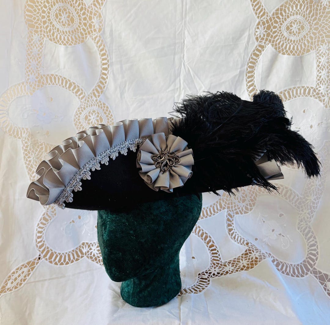 Black and Gray Goth Pirate Hat- Ready to Ship - Etsy