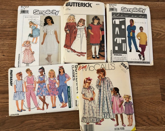 Vintage 80s Kids Sewing Patterns- Mccalls 2567- Simplicity 8842, 8703 ...