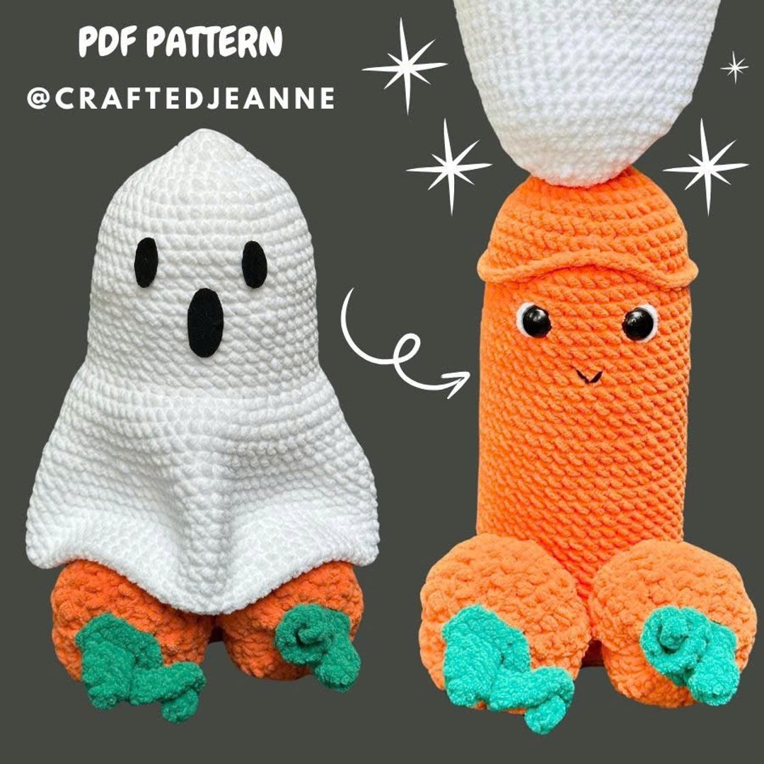 Surprise Halloweenie Ghost Crochet Pattern | Funny Ghost Amigurumi | Adult Gag Gift Halloween ...
