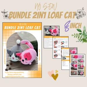 2 in 1 Loaf Cat Crochet Pattern Bundle ,no Sew, Loaf Cat Amigurumi ...