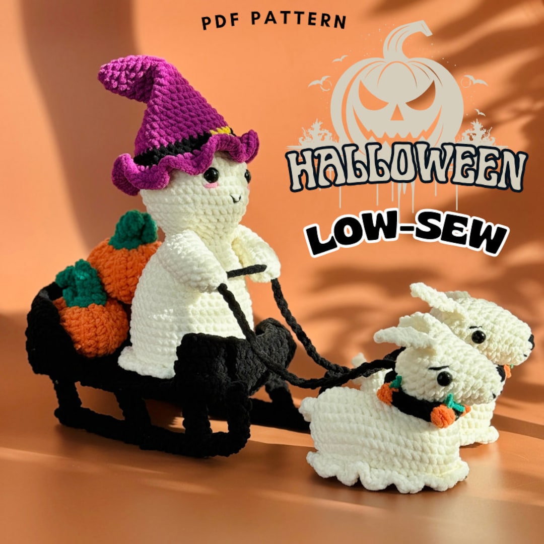 Halloween Crochet Pattern | Ghost Sleigh, Pumpkin, Dogs (PDF Pattern ...
