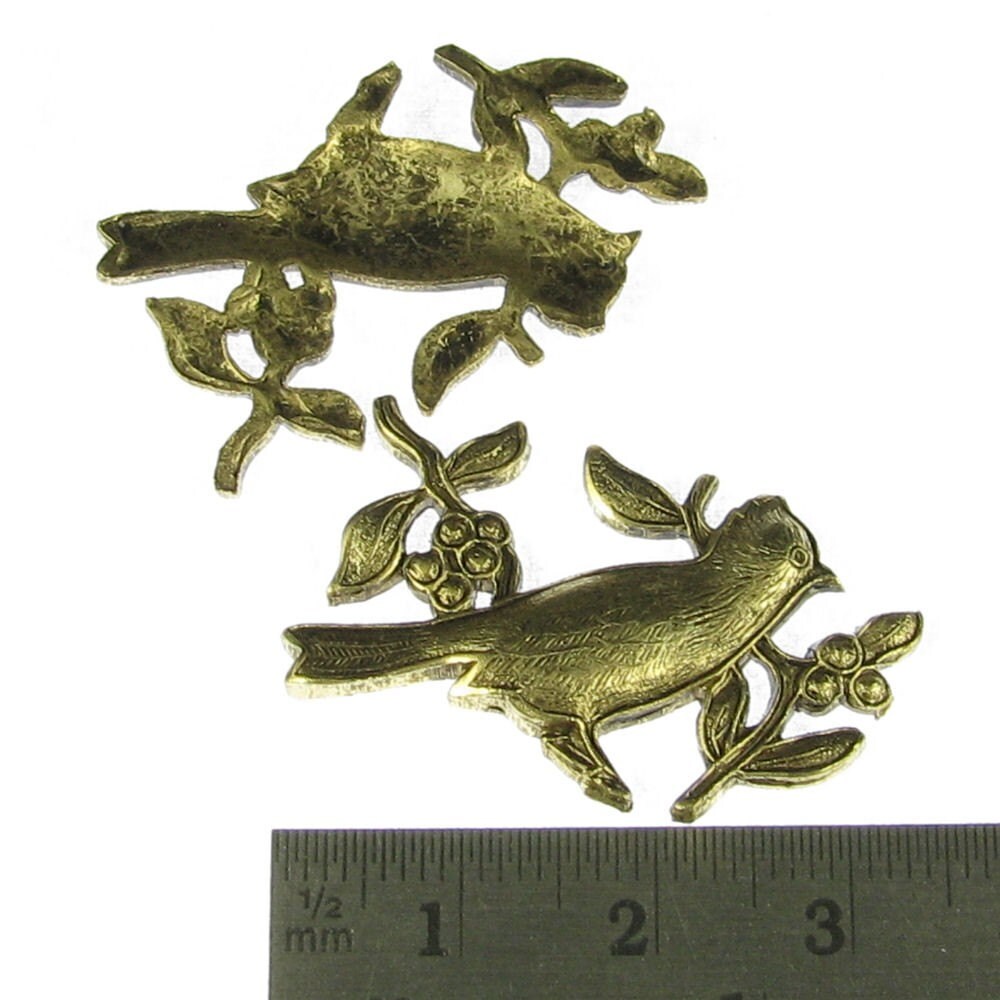 6 Antique Gold Bird Metal Stamping Embellishment 1491 - Etsy