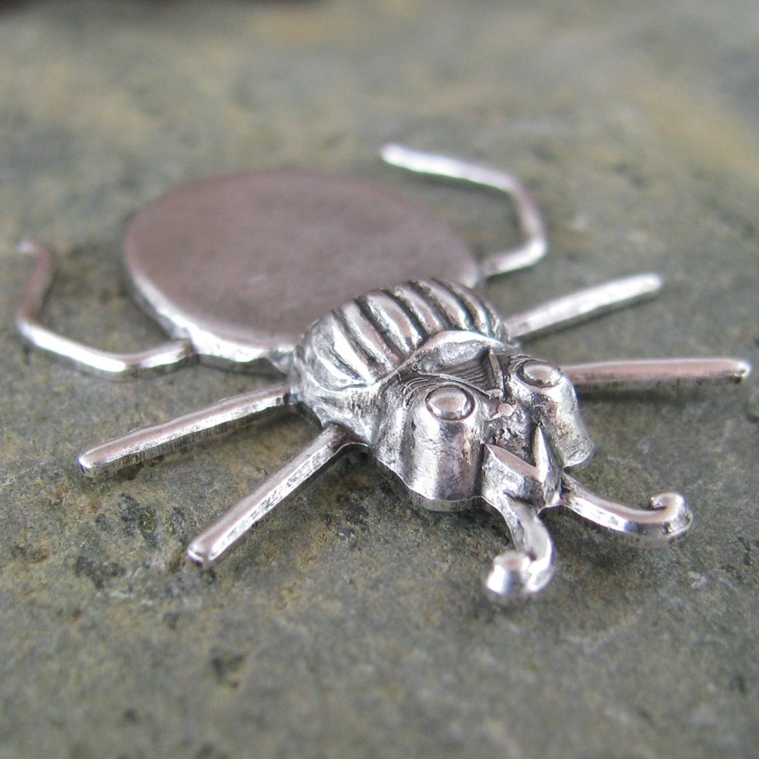 6 Antique Silver Beetle With Gluing Pad for Stone Findings 814 - Etsy
