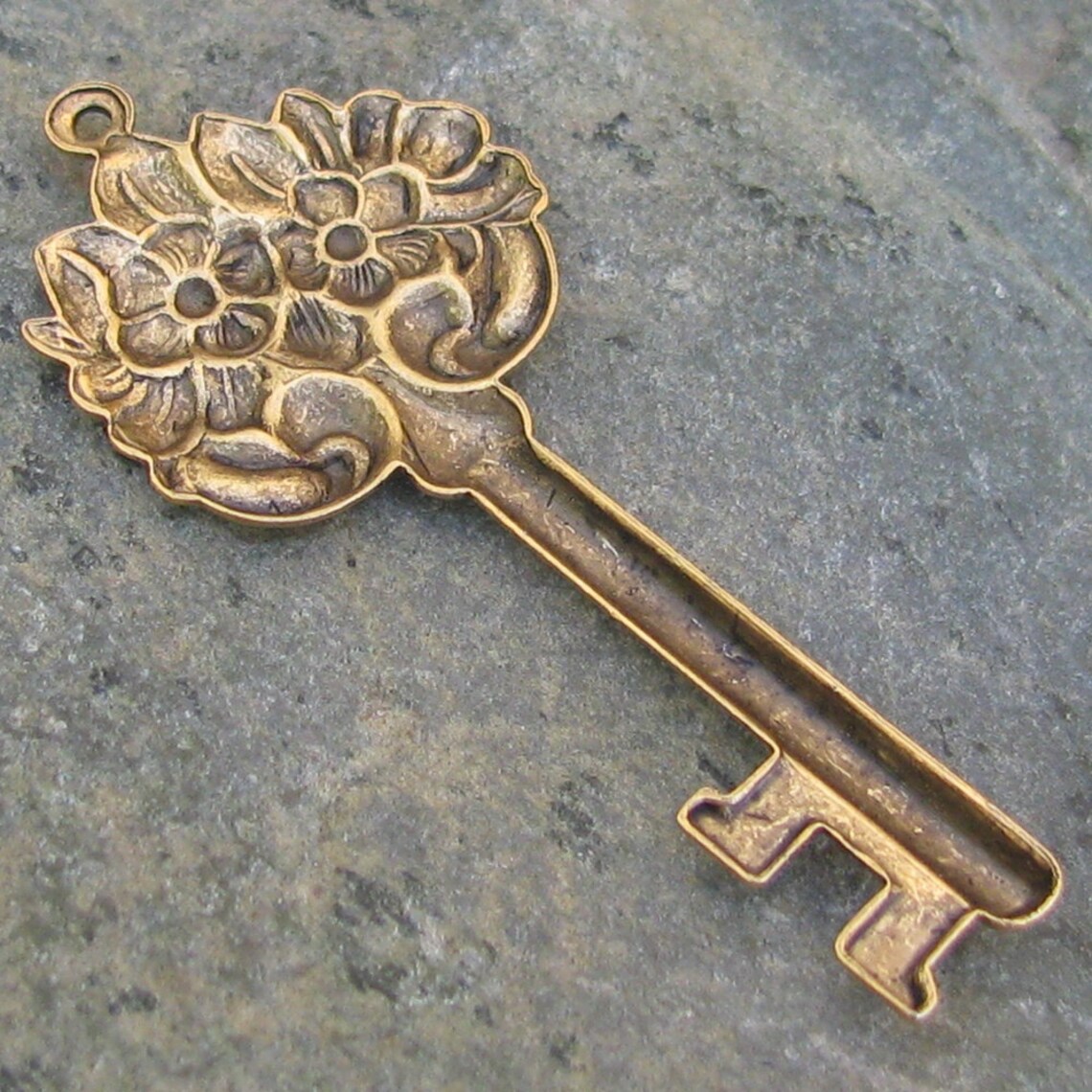 Key Charms Antique Gold Metal Stamping Finding 1027 - Etsy